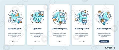 Value Chain Components Onboarding Mobile App Page Screen With Concepts Stock Vector 2925812