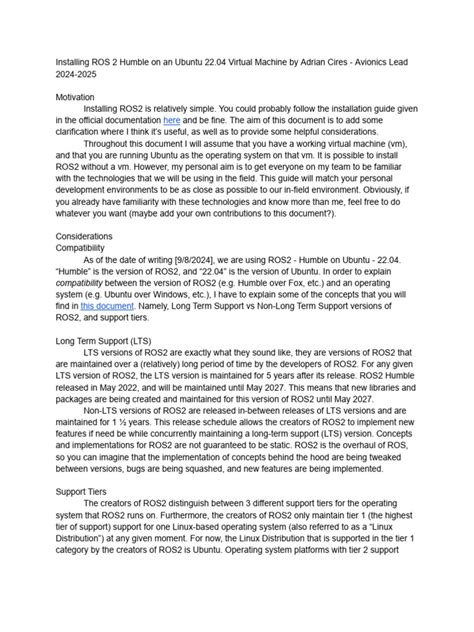 Ros2 Humble Install V10 Pdf Operating System Linux