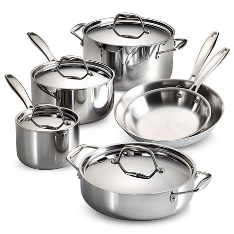 Tramontina Gourmet Tri Ply Clad 10 Piece Stainless Steel Cookware Set With Lids 80116248ds