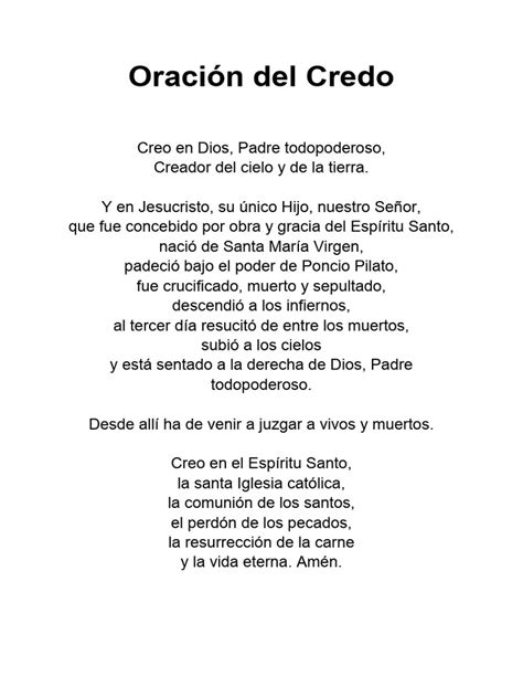 Oración Del Credo Completa Pdf