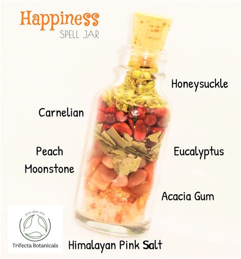 Happiness Spell Jar Of Crystals Herbs Salts Full Moon Etsy