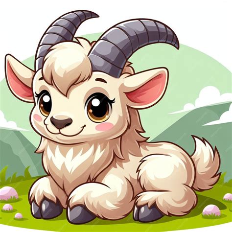 Premium Vector Cute Mountain Goat Cartoon Vector Style White Background