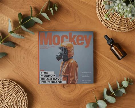High Quality Free Square Magazine Mockup Online
