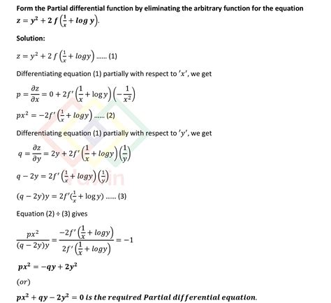 form the partial differential function by eliminating the arbitrary