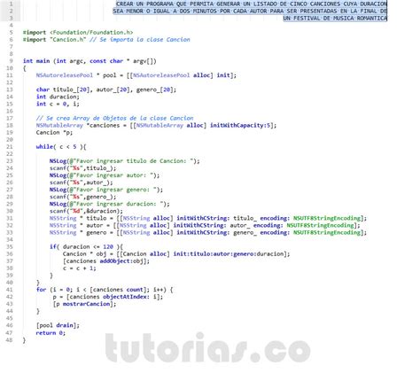 POO Objective C Aplicacion Clase Cancion Tutorias Co