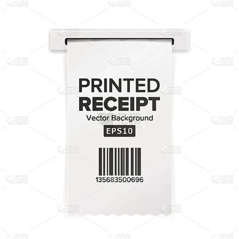 打印收据向量。销售购物现实的纸币atm模型。纸支票或财务支票孤立在白色素材 花瓣网