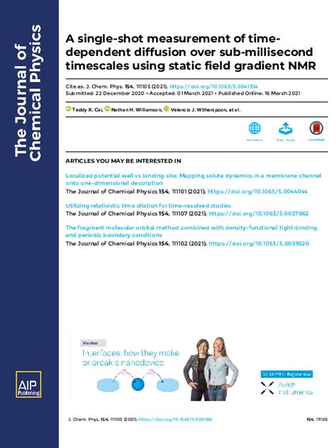 pdf a single shot measurement of time dependent diffusion over sub millisecond timescales