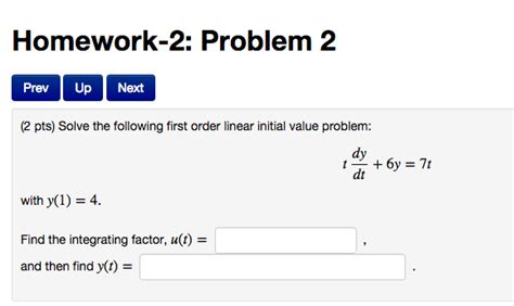 Solved 2 Pts Solve The Following First Order Linear