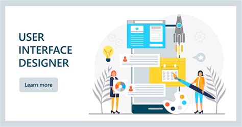Ui Ux 개념 벡터 웹 디자이너는 방문 페이지의 디자인을 만들고 있습니다 책임있는 웹 사이트 구성을위한 사용자 인터페이스 및 사용자 경험 개념에 대한 스톡 벡터 아트 및
