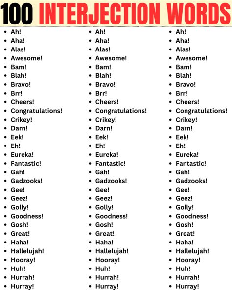 Interjection Words Examples Of Interjection September