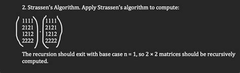 Solved Question 2 Strassens Algorithm Apply Strassens