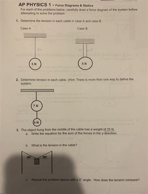 Solved Ap Physics 1 Force Diagrams And Statics For Each Of