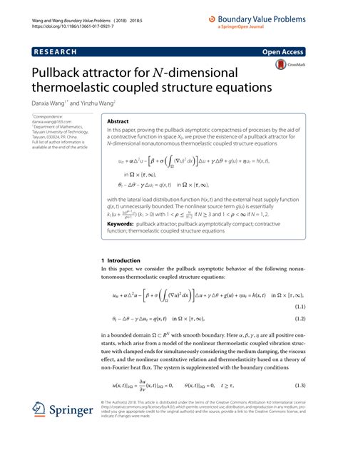 Pdf Pullback Attractor For N Dimensional Thermoelastic Coupled Structure Equations