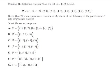 Solved Consider The Following Relation R On The Set A Chegg Com