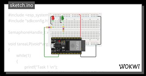 Exemplo 2 Leds Mutex Wokwi Esp32 Stm32 Arduino Simulator