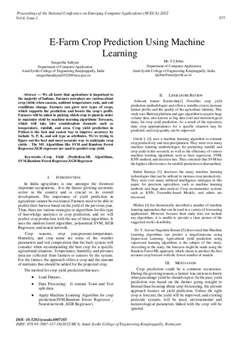Pdf E Farm Crop Prediction Using Machine Learning