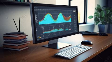 모니터에 낮은 데이터부터 높은 데이터까지 표시하는 웹 사이트 마케팅 개발을 위한 그래프 분석의 3d 렌더링 까지 배경 모니터 배경 컴퓨터 데이터 배경 이미지 Hd