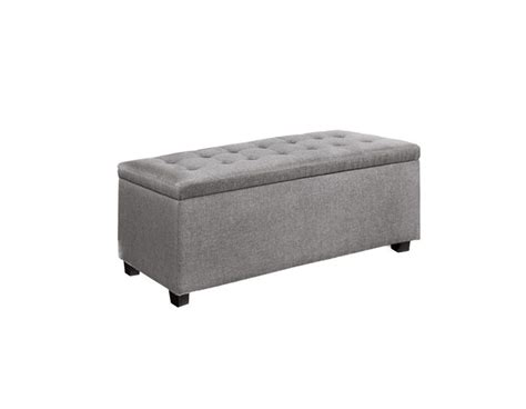 Buy Ottoman Storage Box Seating Padded Fabric Cover Grey Comfy Divan MssklOTM L LINEN LI GY