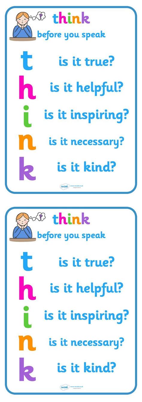 Twinkl Resources Think Before You Speak Poster Classroom