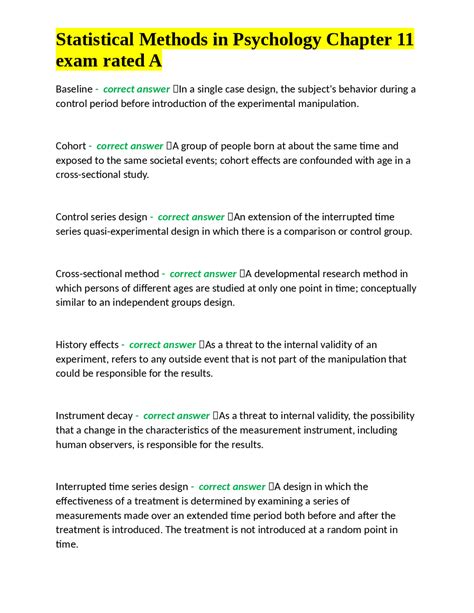 Statistical Methods In Psychology Chapter 11 Exam Rated A Exams Data Analysis And Statistical