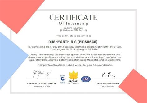Data Science Internship At Prompt Infotech Dushyanth Ng Posted On The