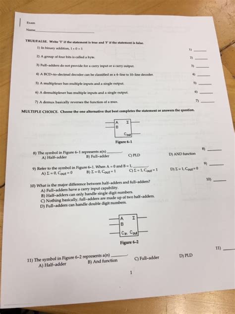 Solved Truefalse Write T If The Statement Is True And If
