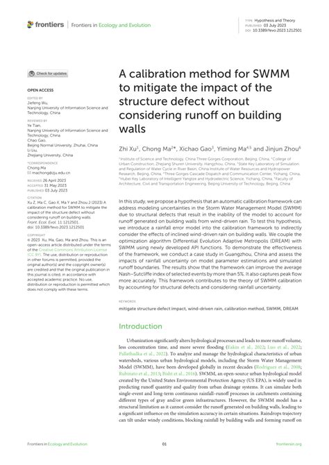Pdf A Calibration Method For Swmm To Mitigate The Impact Of The Structure Defect Without