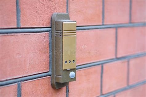 Intercom On A Red Brick Wall Stock Image Image Of Phone Intercom 169740313