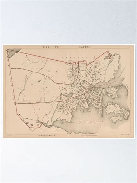 Vintage Map Of Salem Massachusetts 1891 Poster By Bravuramedia