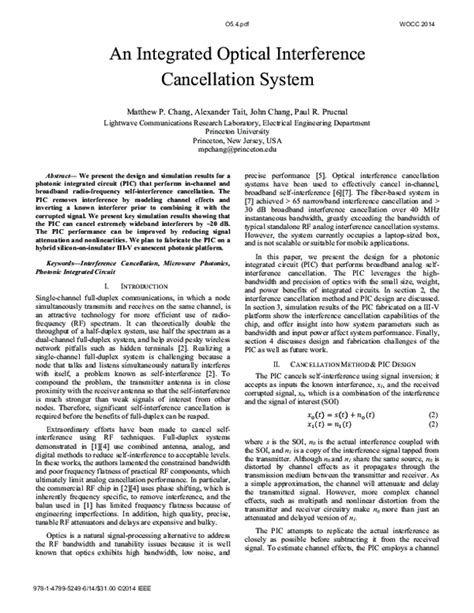 Pdf An Integrated Optical Interference Cancellation System