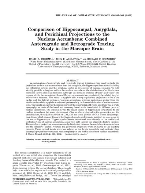 Pdf Comparison Of Hippocampal Amygdala And Perirhinal Projections
