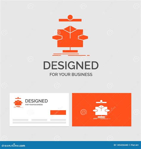 Business Logo Template For Algorithm Chart Data Diagram Flow Orange Visiting Cards With