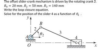 Answered The offset slider crank mechanism is driven by the rotating crank Ro mm R₂