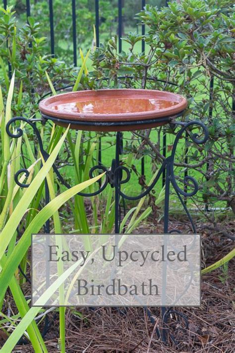 Easy Upcycled Terra Cotta Bird Bath Project Featuring Items On Hand