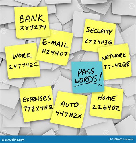 Passwords Written On Sticky Notes Stock Illustration Illustration Of Pieces Computer 15246603