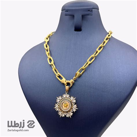 پلاک طلا طرح الیزابت نگین دار مدل گرد کد P20909 خرید پلاک طلا قیمت