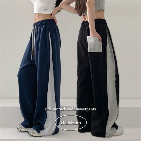 키키러브 💦흠뻑쇼코디💙 핫걸코디추천[모델소장 미친핏🖤] 허리밴딩 글로이 밴딩 사이드 핀턱 배색 트레이닝 롱 팬츠 7color