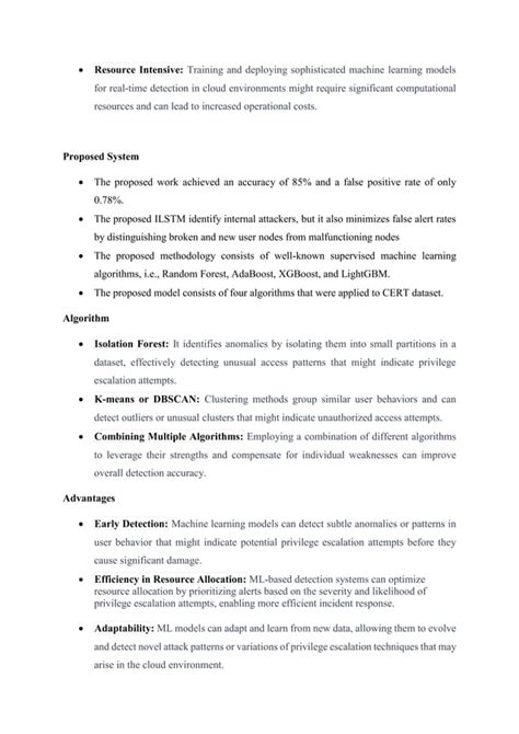 Privilege Escalation Attack Detection And Mitigation In Cloud Using Machine Learning Docx