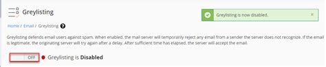 how to enable greylisting in whm whuk