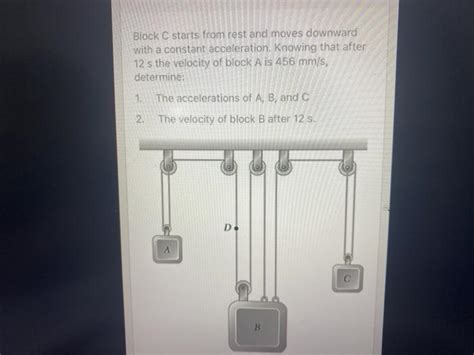 solved block c starts from rest and moves downward with a