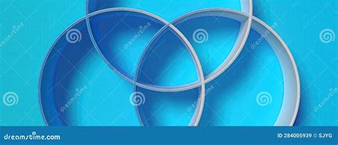 Three Overlapping Cylinders Contemporary Art Geometry Modeling Blue And