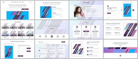 웹사이트 디자인 최소한의 프레 젠 테이 션 포트폴리오에 대 한 서식 파일 벡터의 집합입니다 Ui Ux의 Gui 헤더 대시보드 연락처 양식 기능 페이지 가격 평가 전자상거래