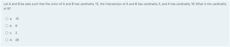 Solved Let A And B Be Sets Such That The Union Of A And B Chegg