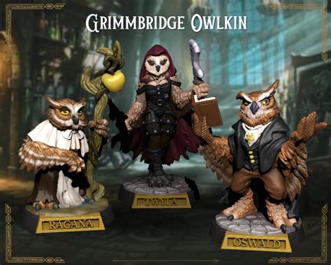 Set Of 3 Grimmbridge Owlkin Etsy