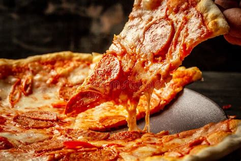 Pizza Diablo With Salami Pepper And Tomato Sauce Hot Homemade