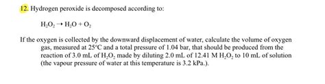 Chemistry I Dont Know Which Volume To Use For The H2O2 R HomeworkHelp