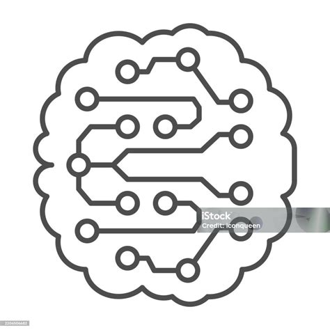 Neural Net Cloud Thin Line Icon Neural Network Concept Vector Graphics