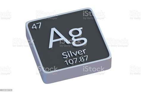 흰색 배경에 분리된 주기율표의 은 Ag 화학 원소 화학 원소의 금속 기호 3d 렌더링 0명에 대한 스톡 사진 및 기타 이미지 0명 3차원 형태 검사 보기 Istock
