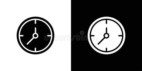 Time Clock Watch Icon Flat Art Illustration In Outline Stock Vector Illustration Of Timer