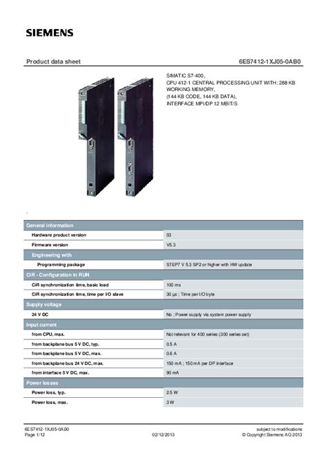 Siemens SIMATIC S CPU